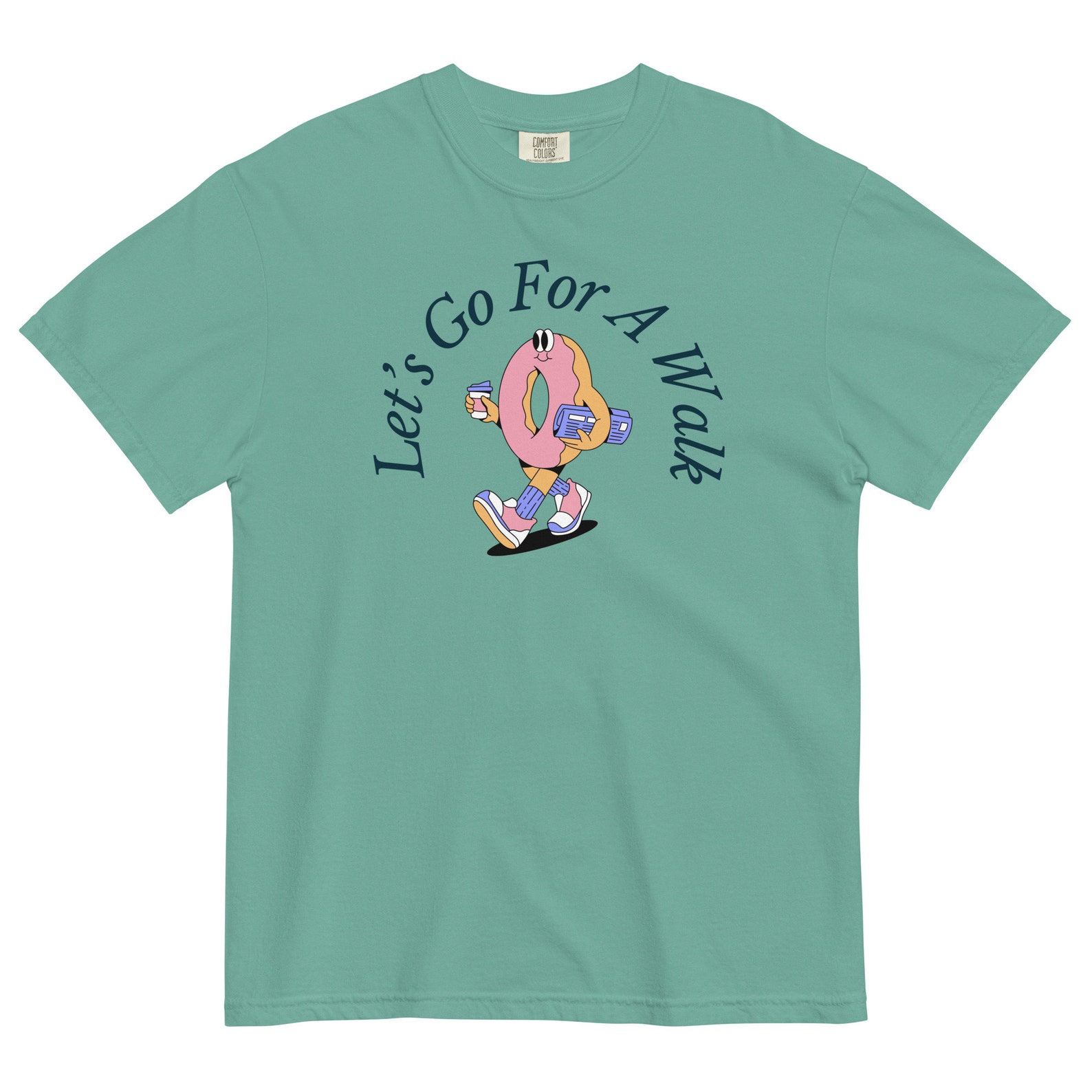 Let's Go for A Walk T-shirt, Donut With Coffee Tee, Walking Club ...