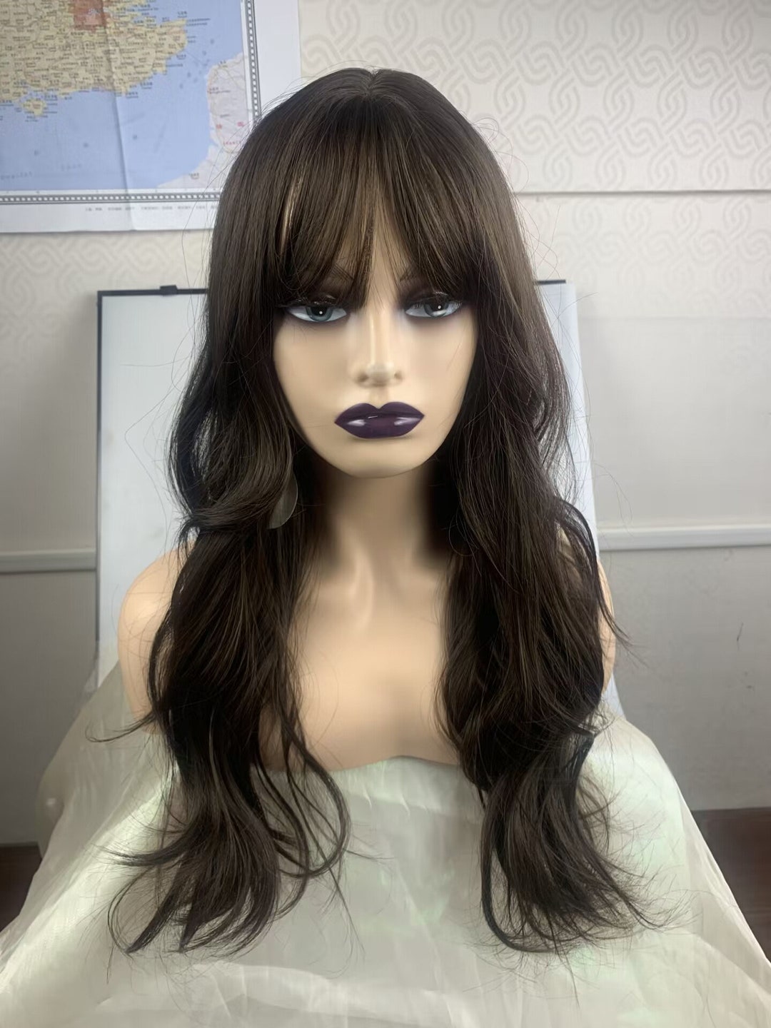 Wigs,natural Wave Wigs With Bangs,women Wigs,long Length Wigs ...