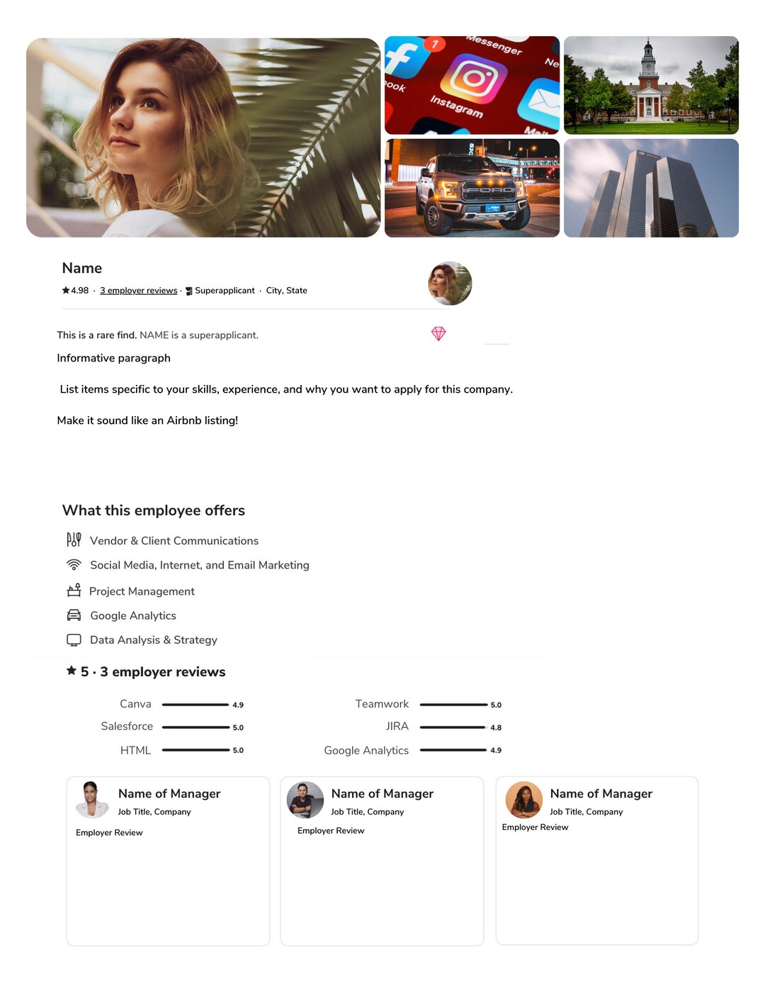 Airbnb Cover Letter Template- Looks Like an Airbnb Listing Page! - Etsy