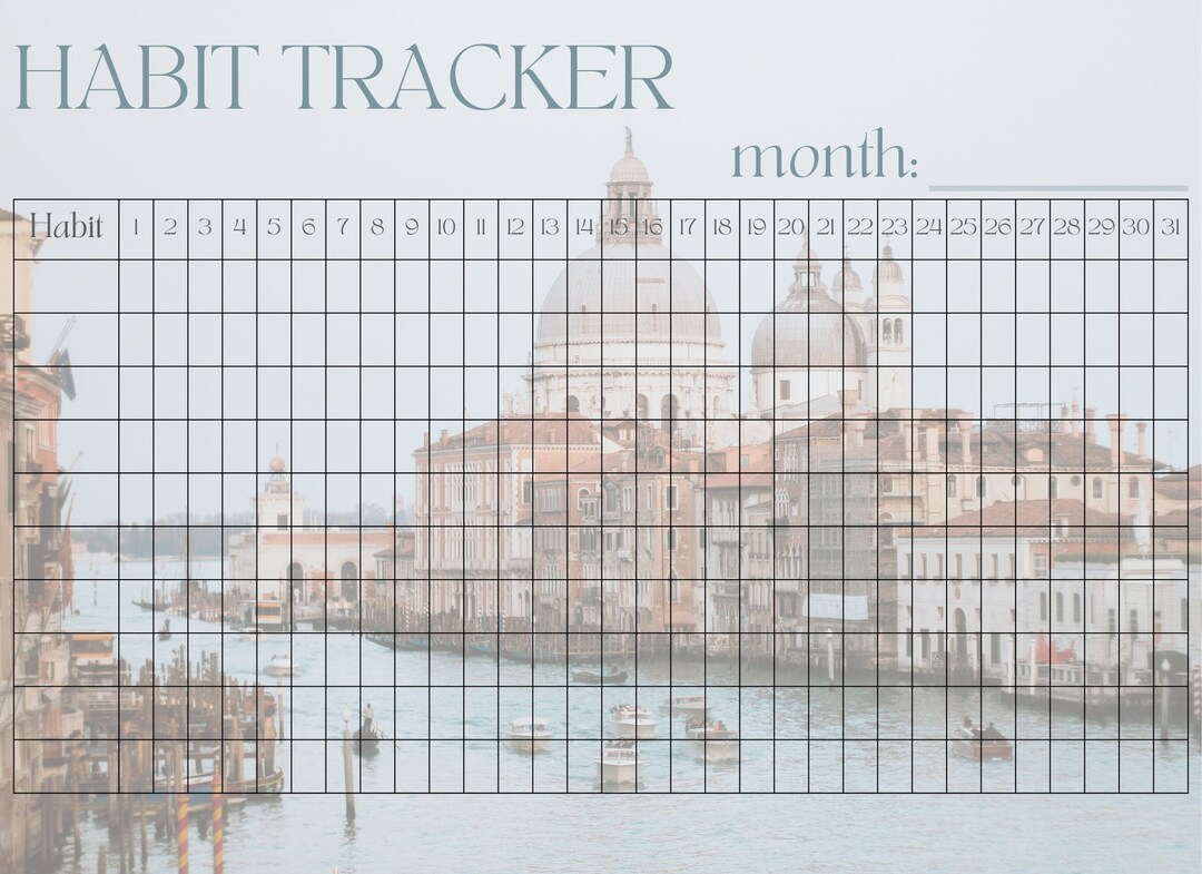 Month Habit Tracker Downloadable, Monthly Habit Tracker Printable ...