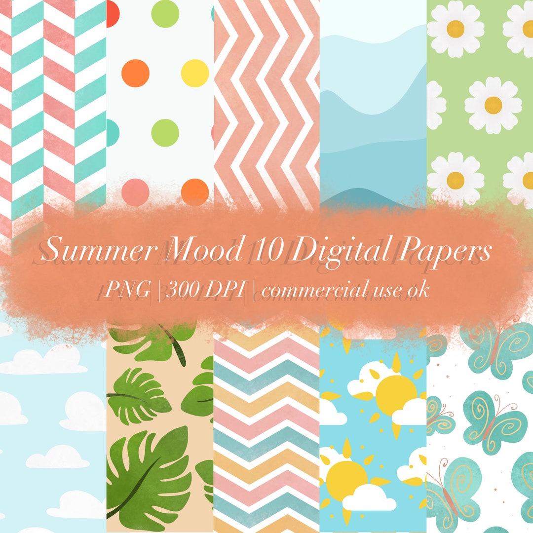10 PNG Summer Mood Digital Papers Downloadable Paper Pack - Etsy