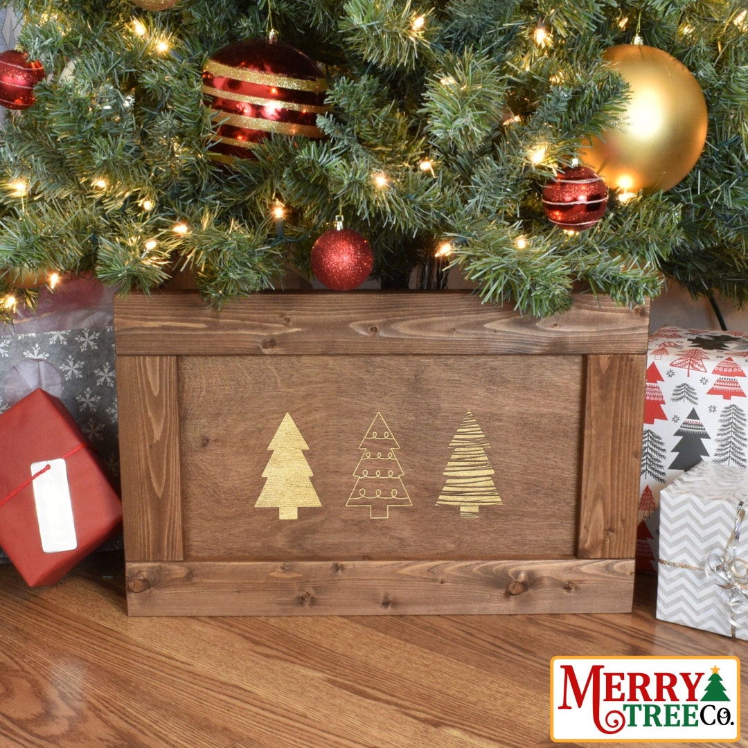 Christmas Tree Stand Box - Wooden Tree Skirt Collar - Christmas Tree ...