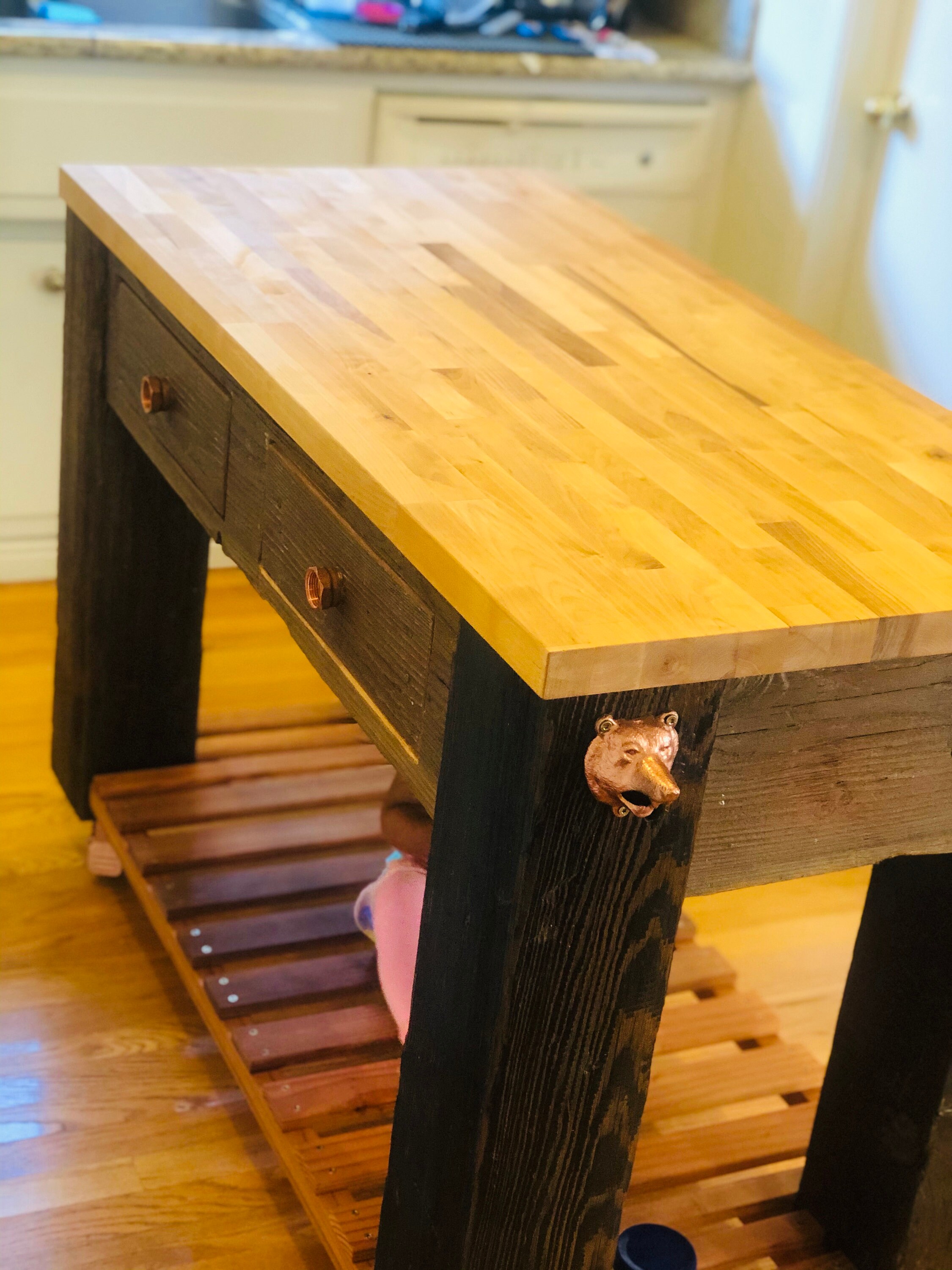 Custom Butcher Block Kitchen Island, Farmhouse Industrial, **ORIGINAL ...