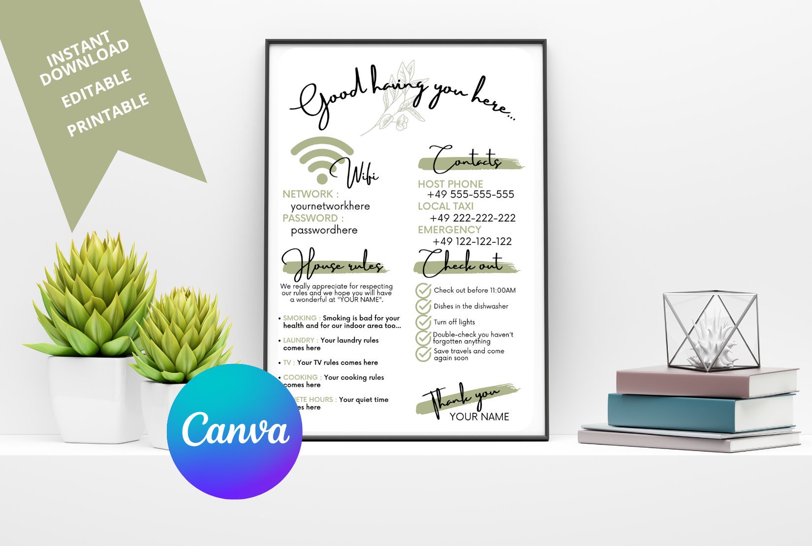 Airbnb - Editable Welcome Sign Template - Ideal for Hotels, Airbnb's ...