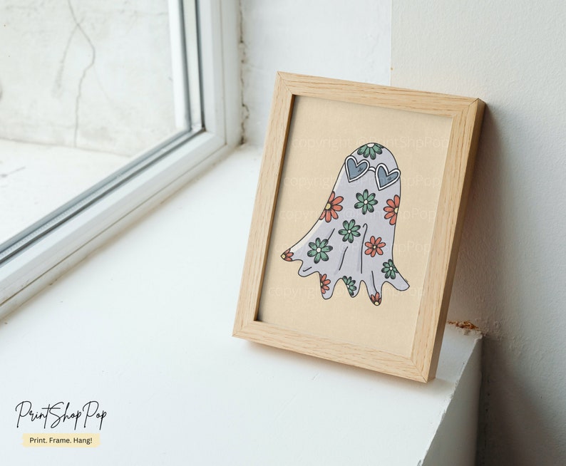 Cute Ghost Print Printable Ghost Art Floral Fall Printable - Etsy