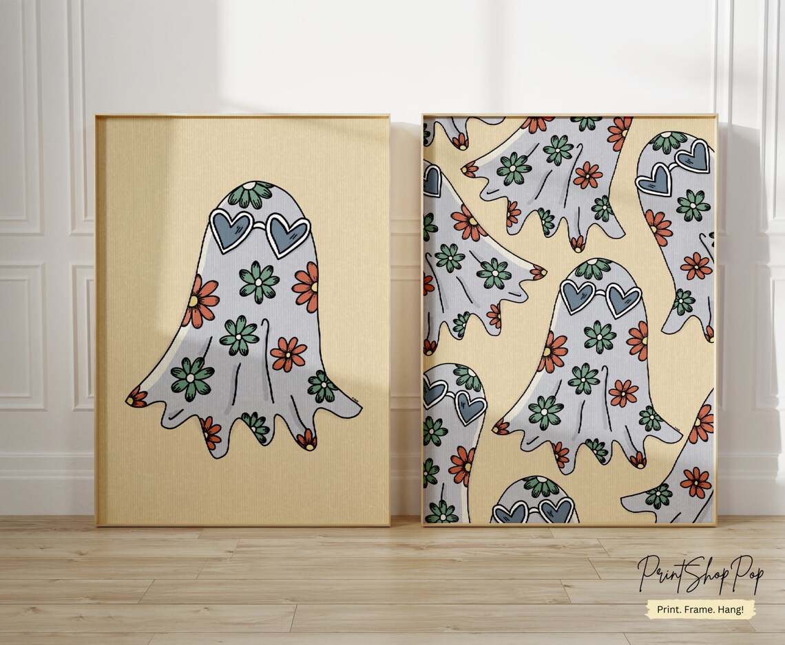 Cute Ghost Print Printable Ghost Art Floral Fall Printable - Etsy