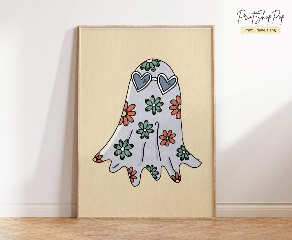 Cute Ghost Print Printable Ghost Art Floral Fall Printable - Etsy
