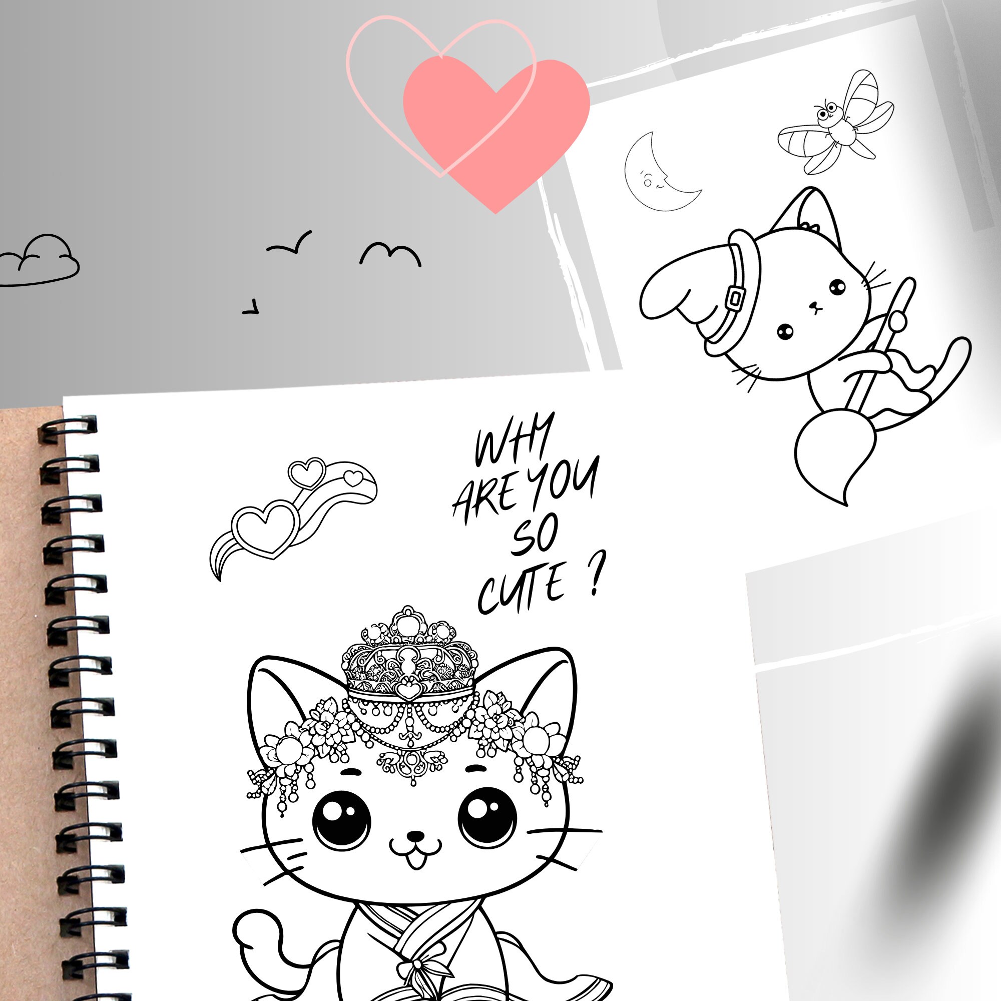 20 Adorable Cat Coloring Pages Kids Coloring Book, Animal Coloring ...