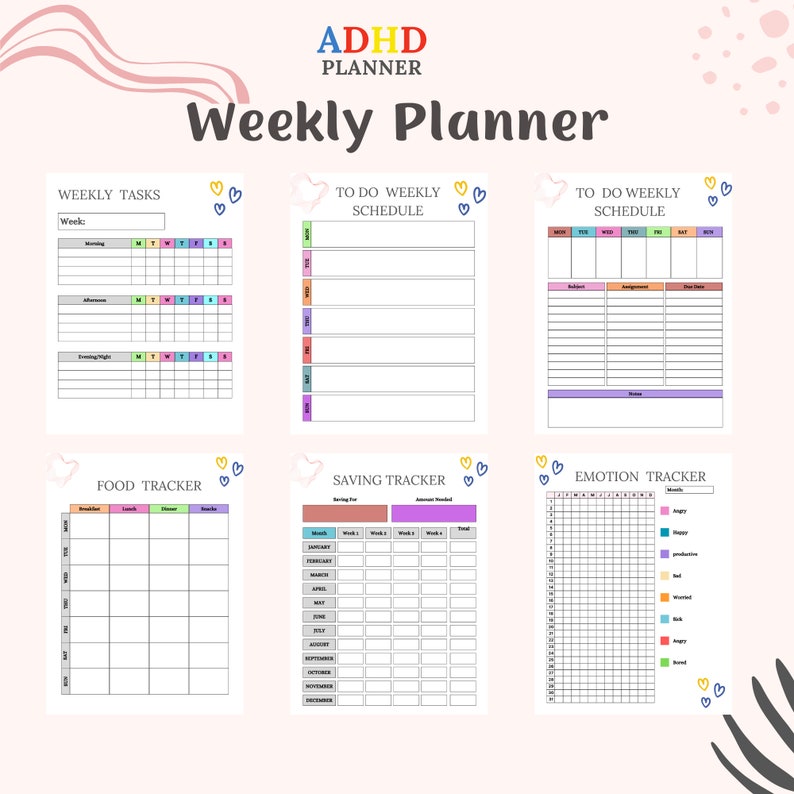 Printable Weekly Planner for Kids, ADHD Kids Weeklyplanner, Kids Weekly ...
