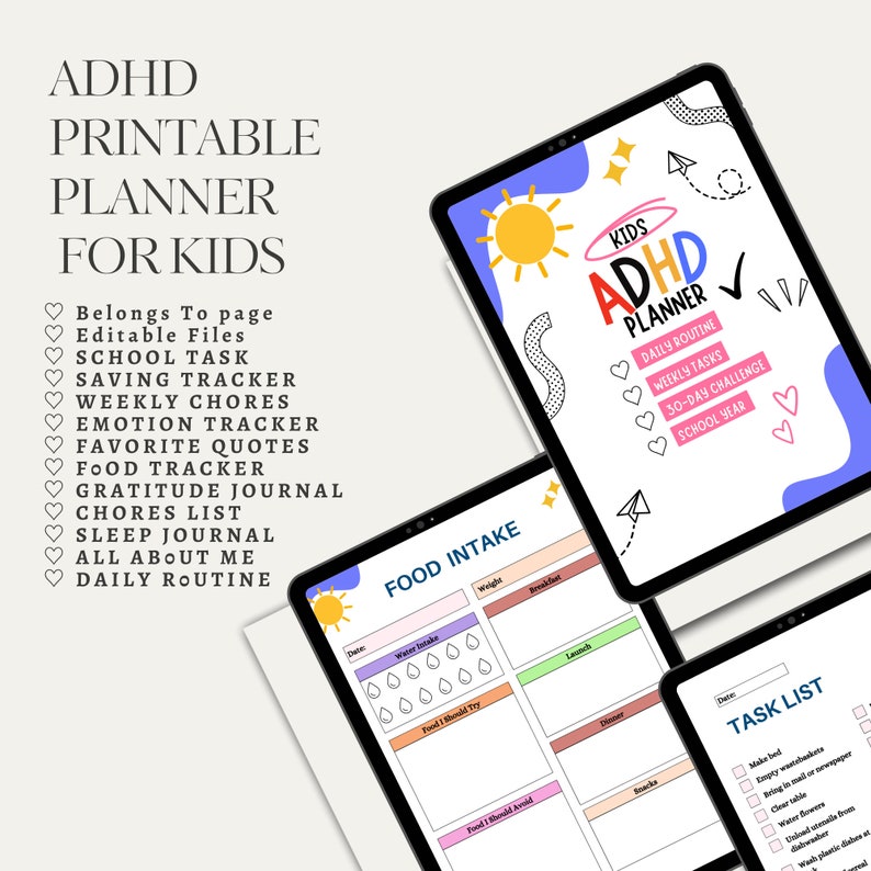 ADHD Planner for Kids, School Planner 2023, Kids Printable Planner ...