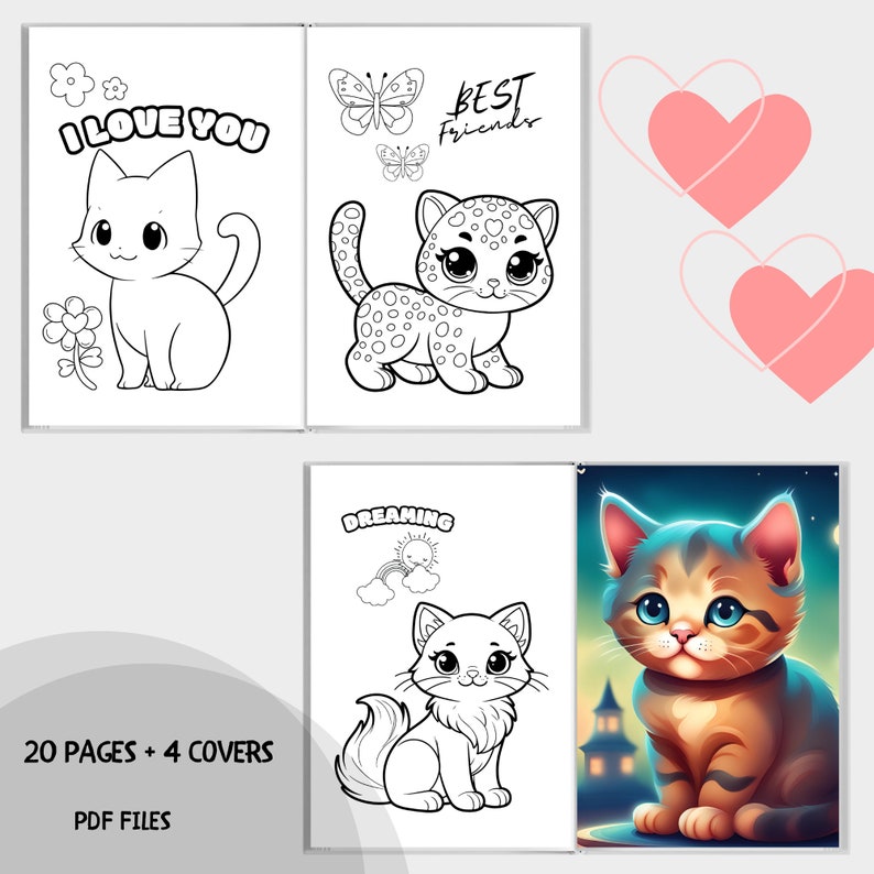 20 Adorable Cat Coloring Pages Kids Coloring Book, Animal Coloring ...