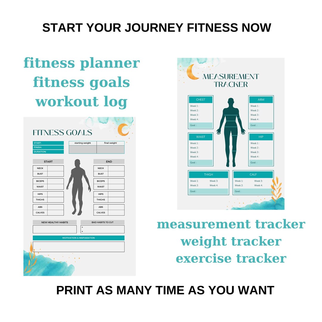Fitness Goal Planner Printable Fitness Planner Printable Workout ...