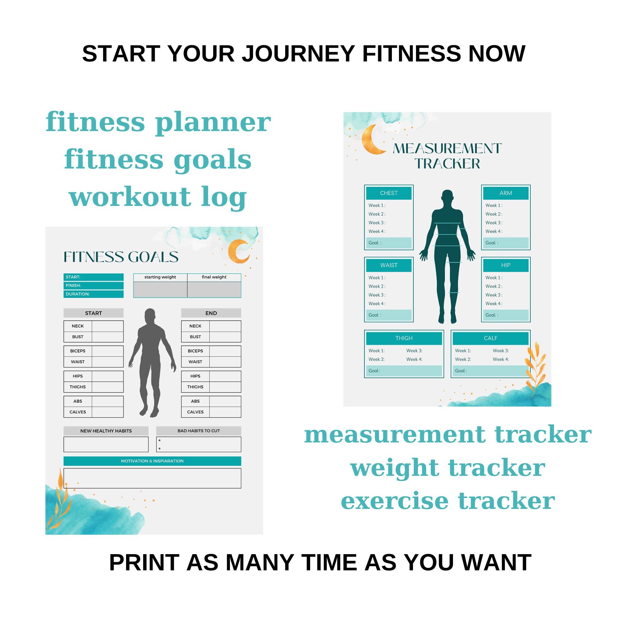 Fitness Goal Planner Printable Fitness Planner Printable Workout ...