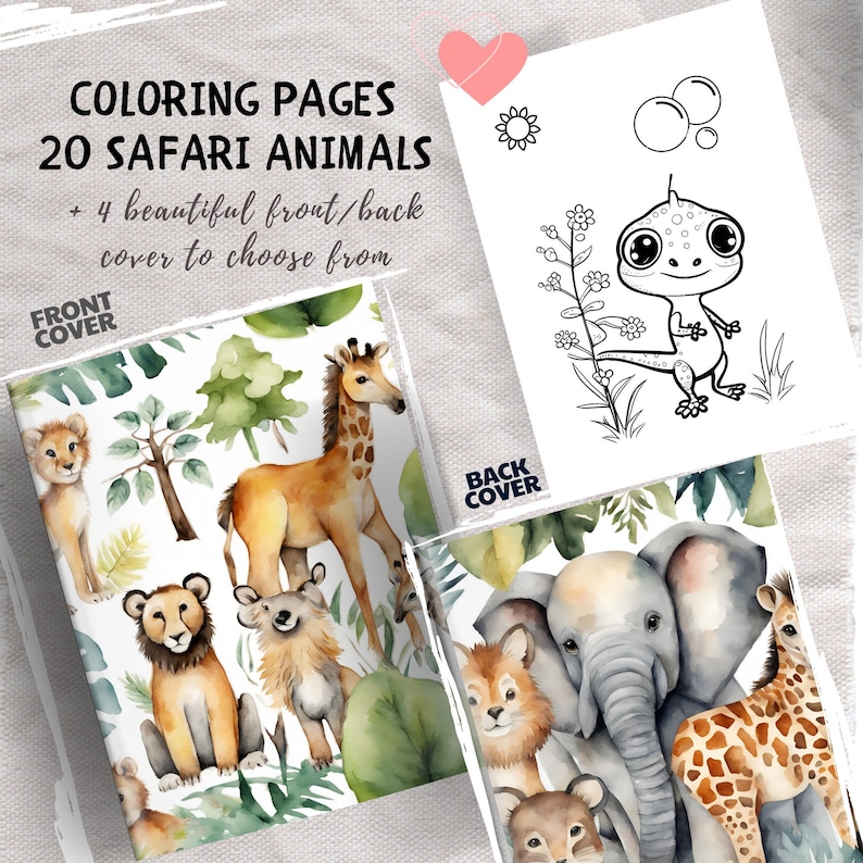 Coloring Pages for Kids, Printable Safari Animals, Coloring Book ...