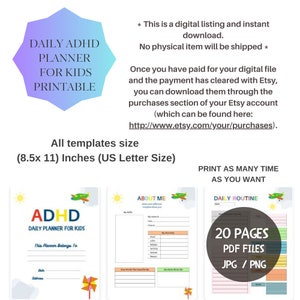 Printable Daily Planner for Kids, ADHD Kids Daily Planner, Kids Daily ...