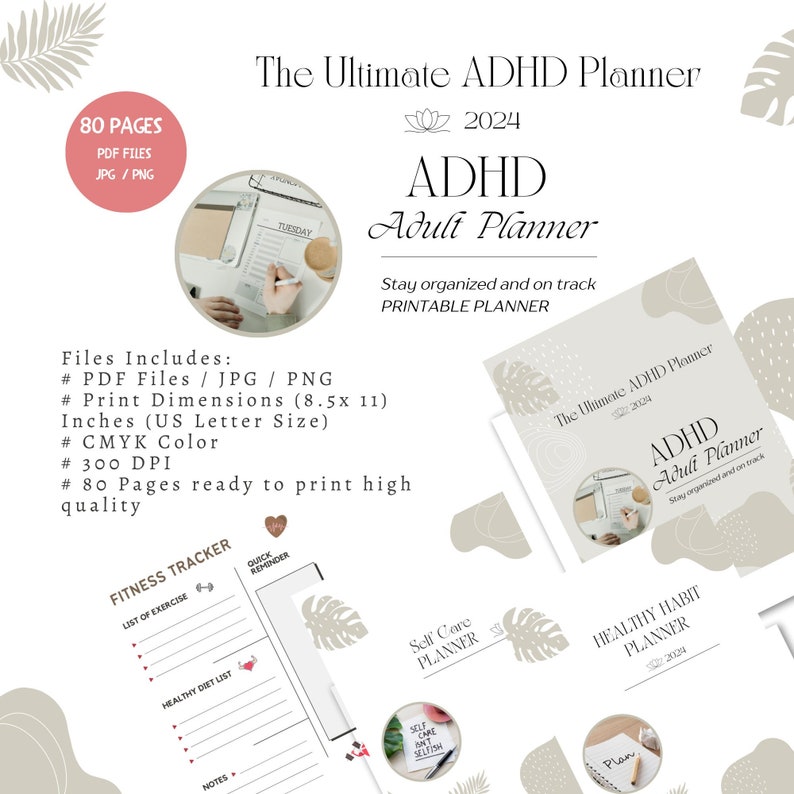 Printable ADHD Planner Adult. Printable ADHD Productivity Journal ...