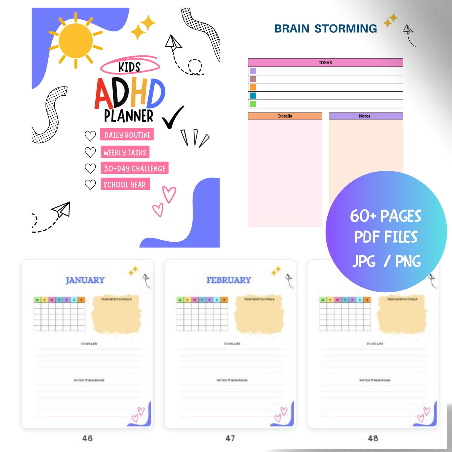 ADHD Planner for Kids, School Planner 2023, Kids Printable Planner ...