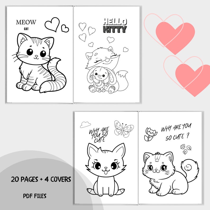 20 Adorable Cat Coloring Pages Kids Coloring Book, Animal Coloring ...