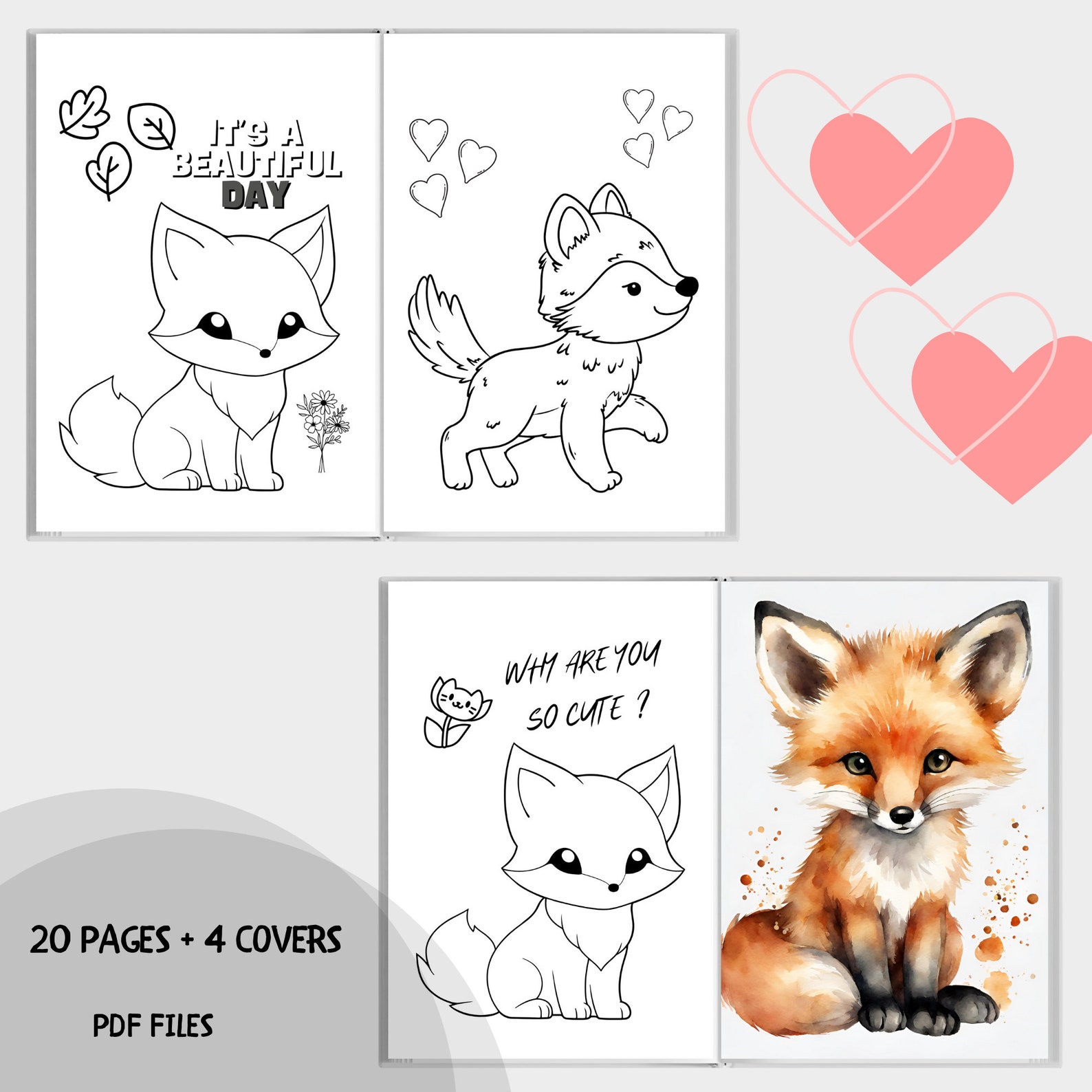 Coloring Pages for Kids, Little Fox Coloring Book, Animal Coloring ...