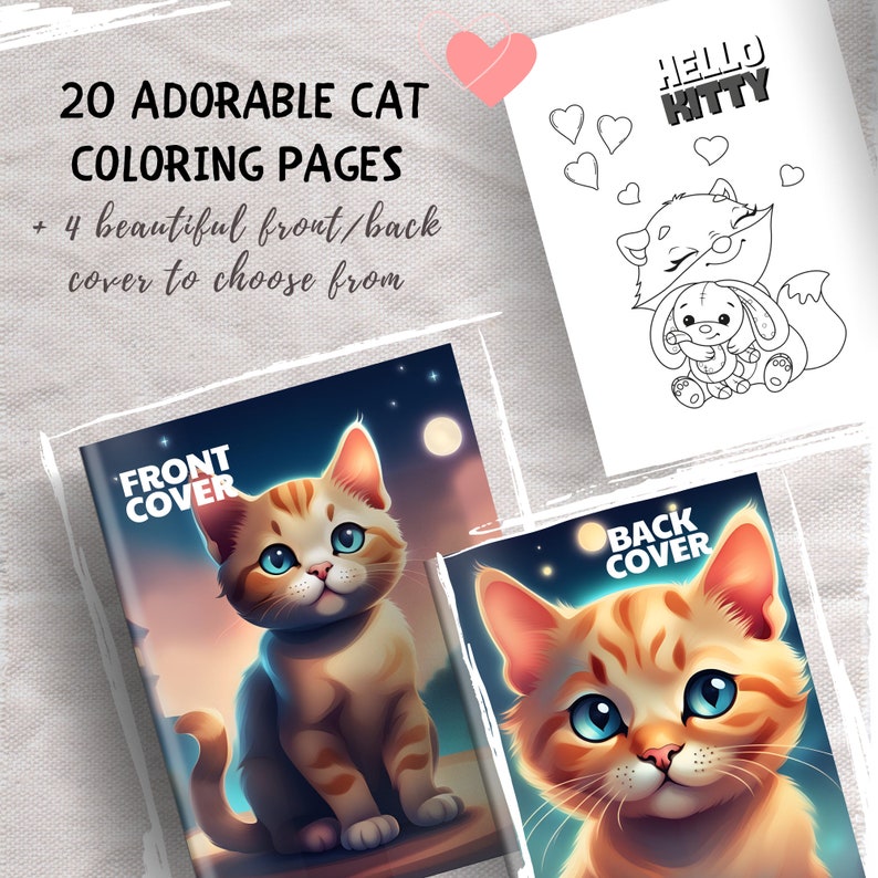 20 Adorable Cat Coloring Pages Kids Coloring Book, Animal Coloring ...