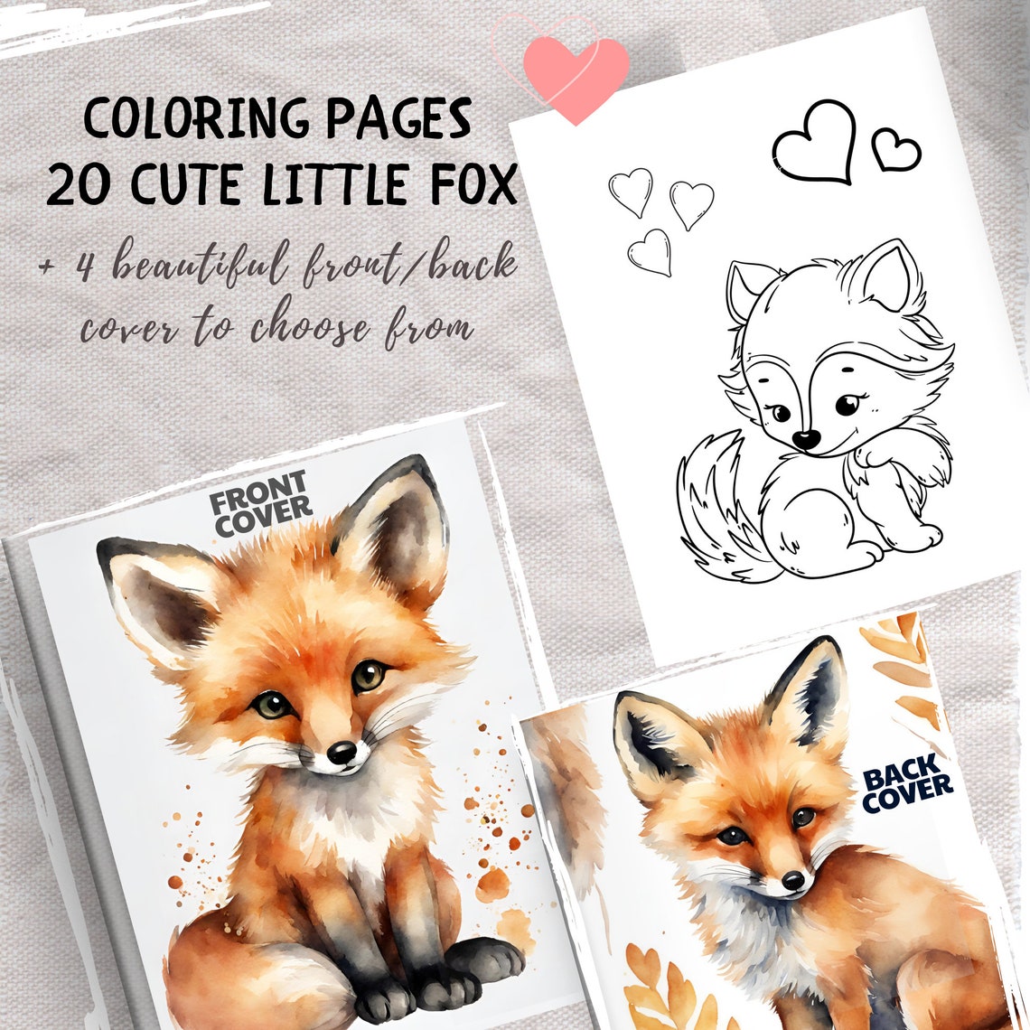 Coloring Pages for Kids, Little Fox Coloring Book, Animal Coloring ...