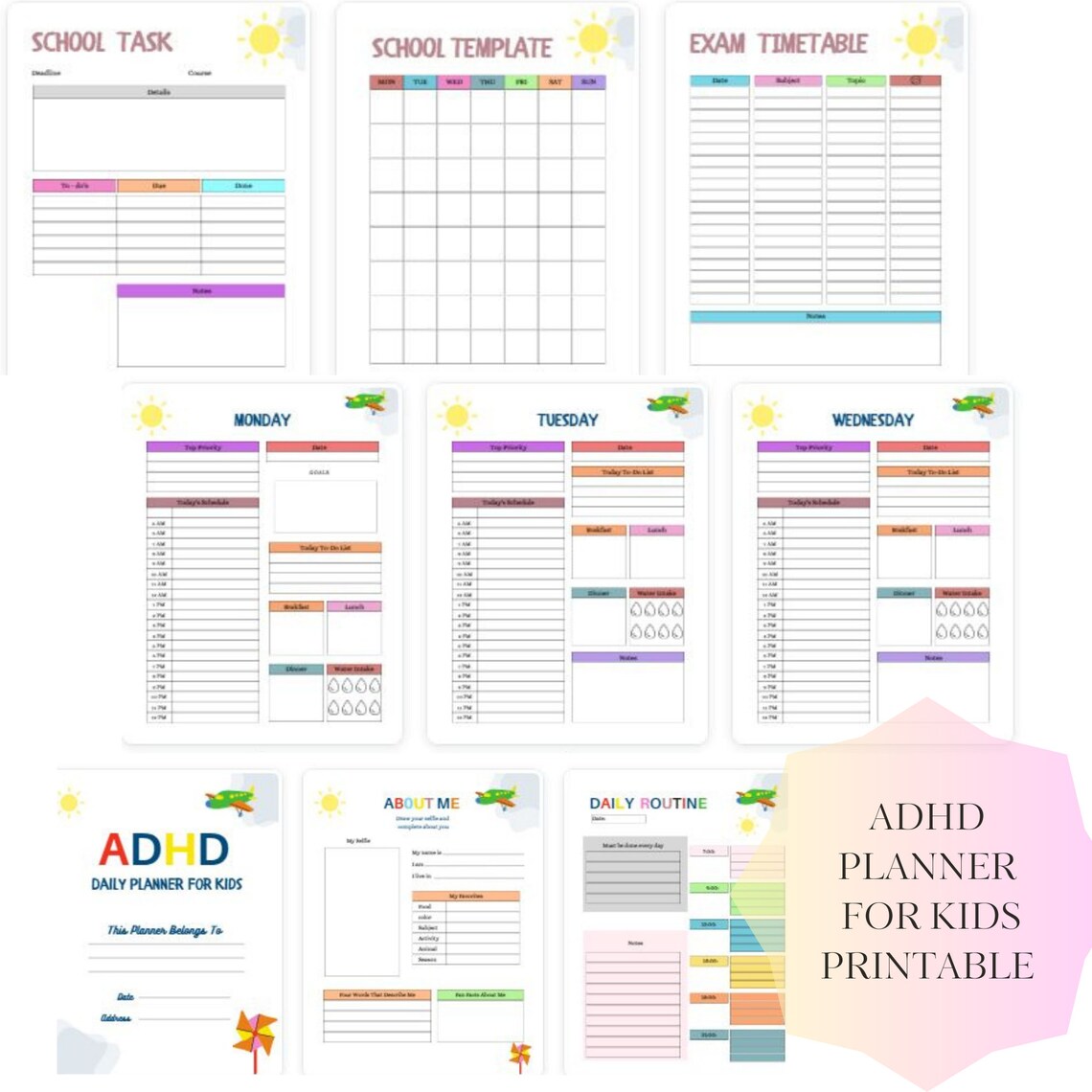 Printable Daily Planner for Kids, ADHD Kids Daily Planner, Kids Daily ...