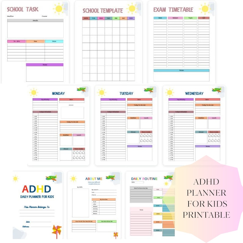 Printable Daily Planner for Kids, ADHD Kids Daily Planner, Kids Daily ...