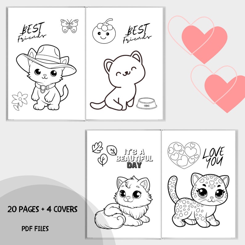 20 Adorable Cat Coloring Pages Kids Coloring Book, Animal Coloring ...