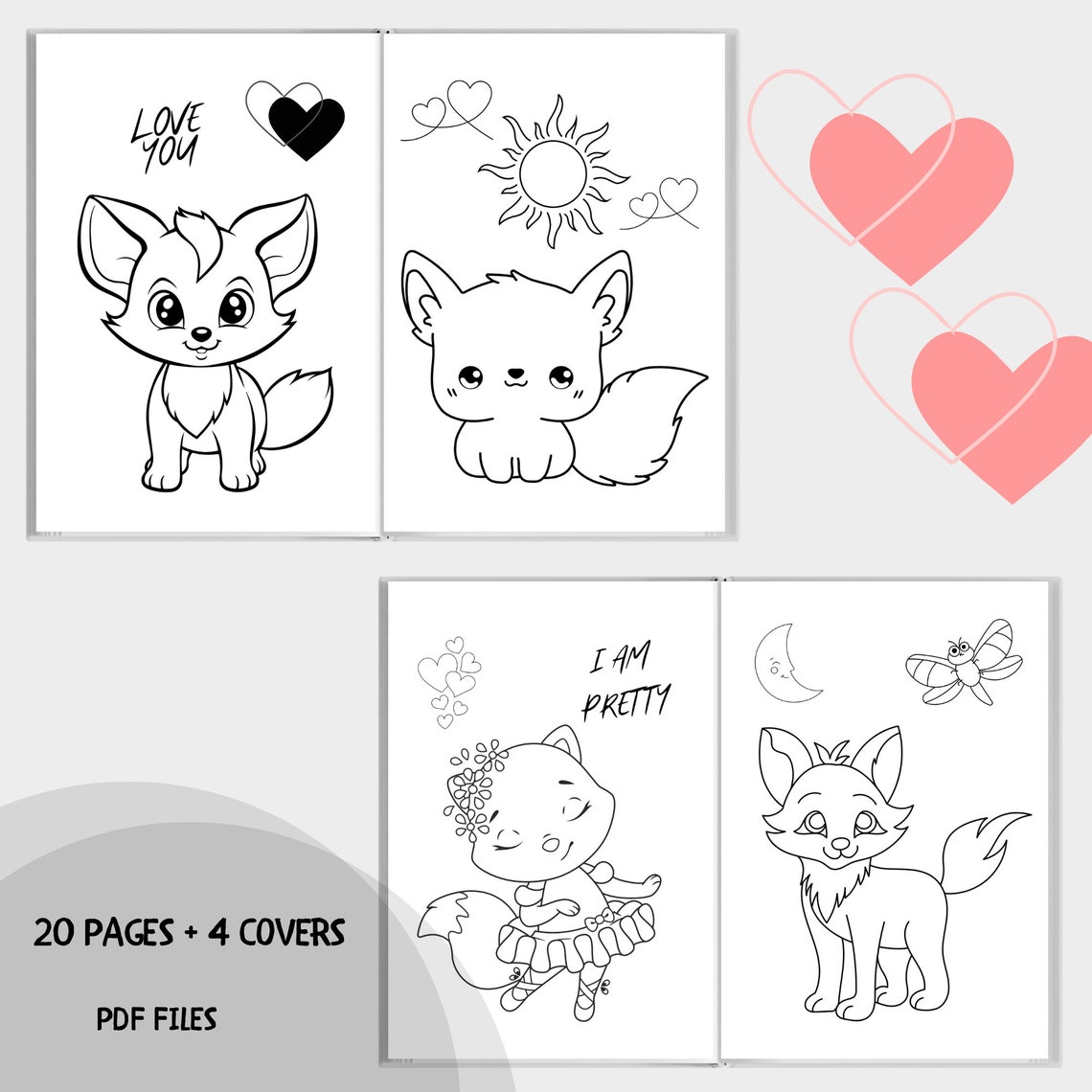 Coloring Pages for Kids, Little Fox Coloring Book, Animal Coloring ...