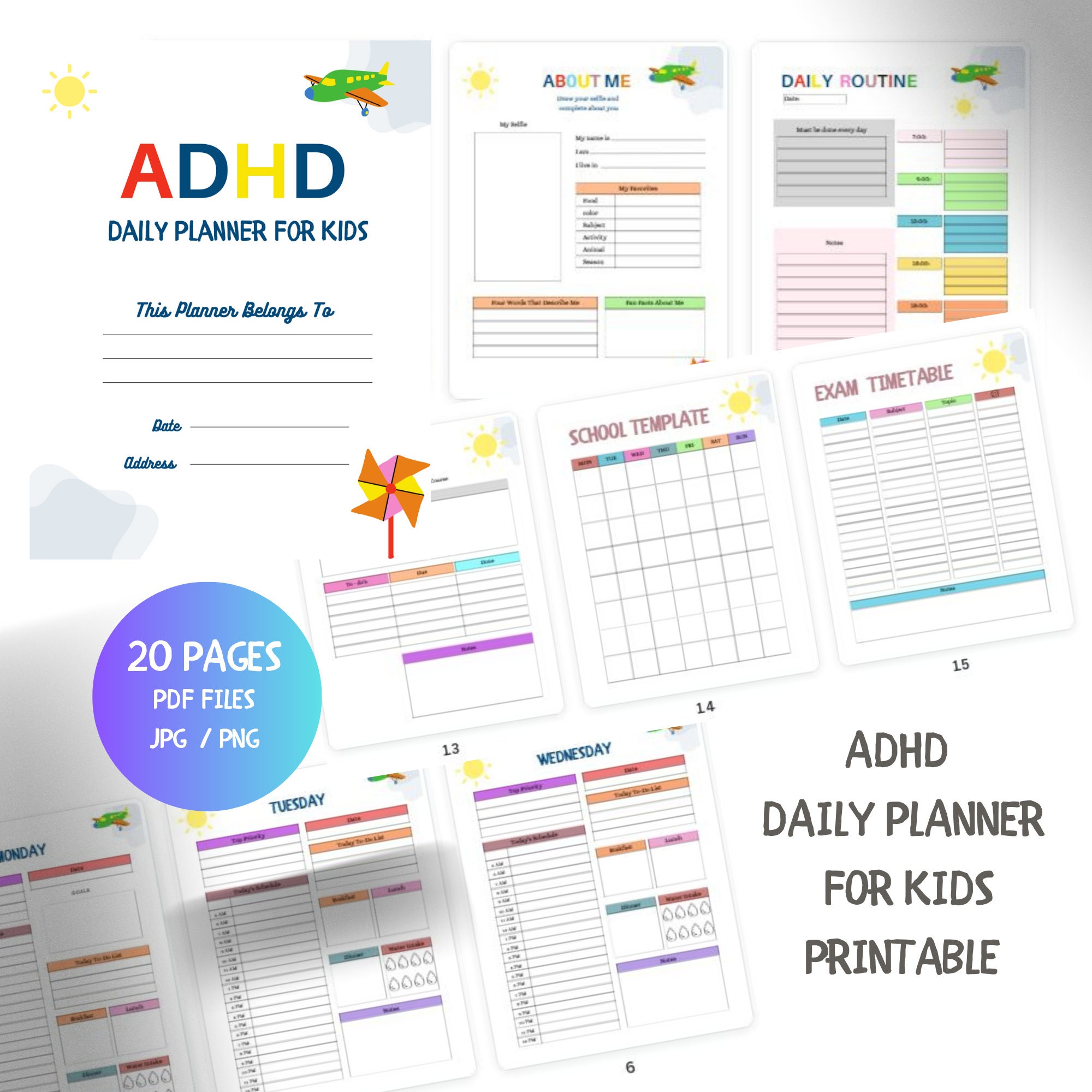 Printable Daily Planner for Kids, ADHD Kids Daily Planner, Kids Daily ...