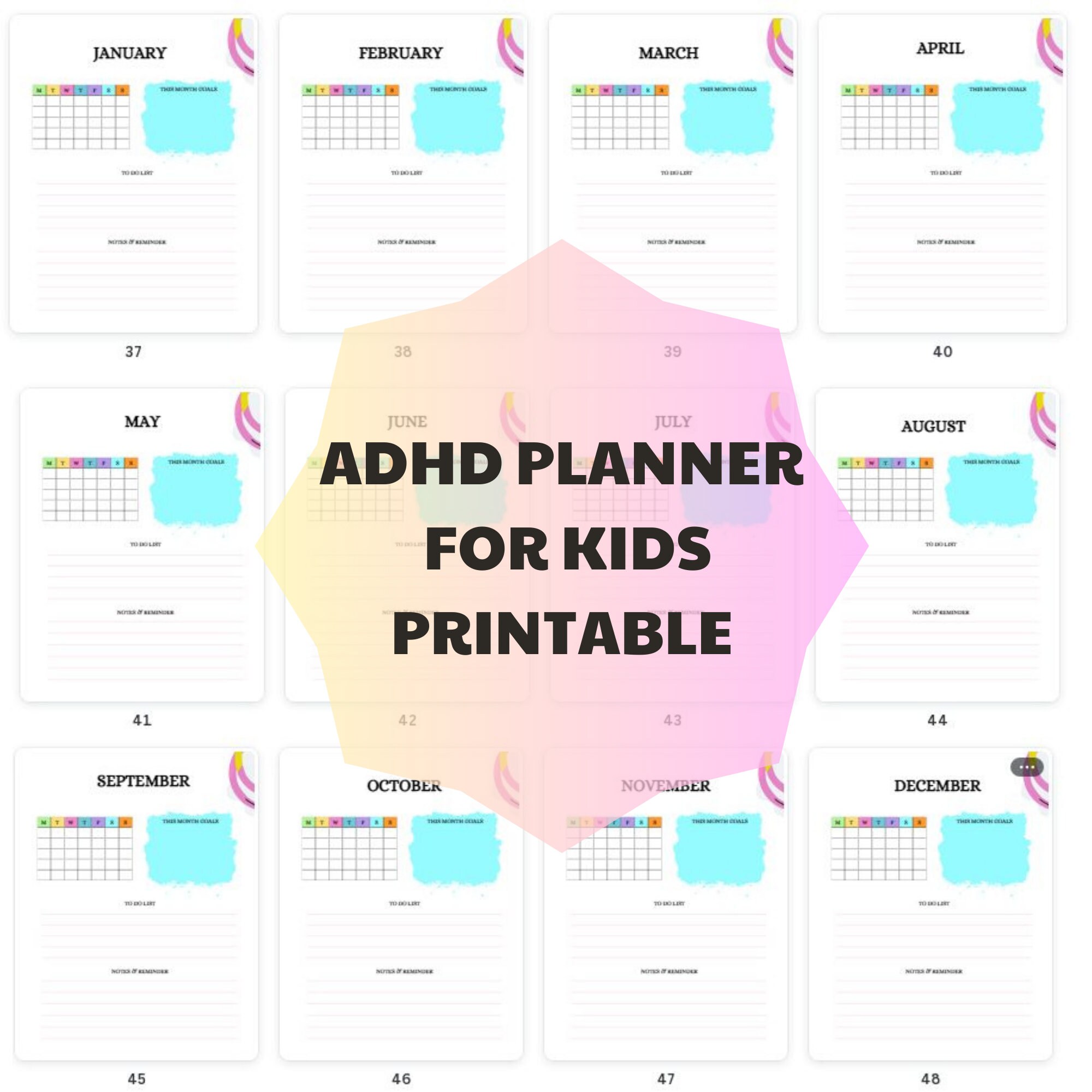 Printable ADHD Planner for Kids, ADHD Daily Planner 2024, School ...