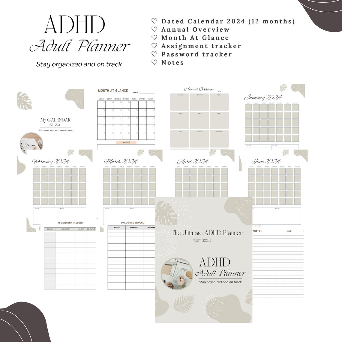 Printable ADHD Planner Adult. Printable ADHD Productivity Journal ...