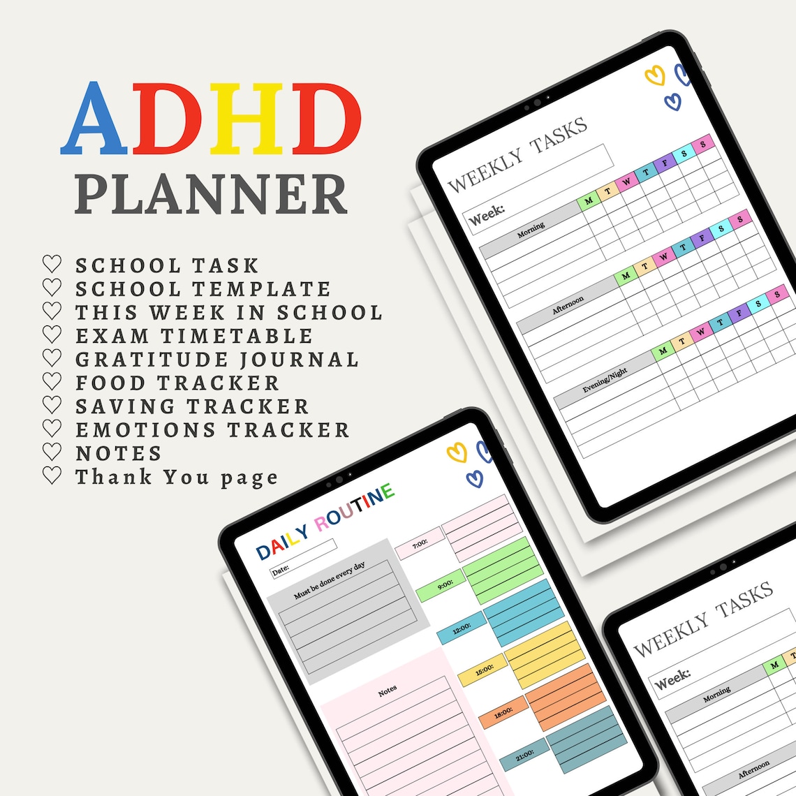 Printable Weekly Planner for Kids ADHD Kids Weeklyplanner - Etsy