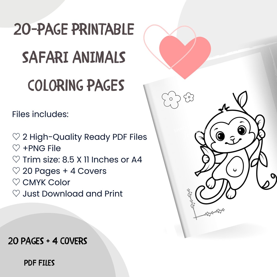 Coloring Pages for Kids, Printable Safari Animals, Coloring Book ...