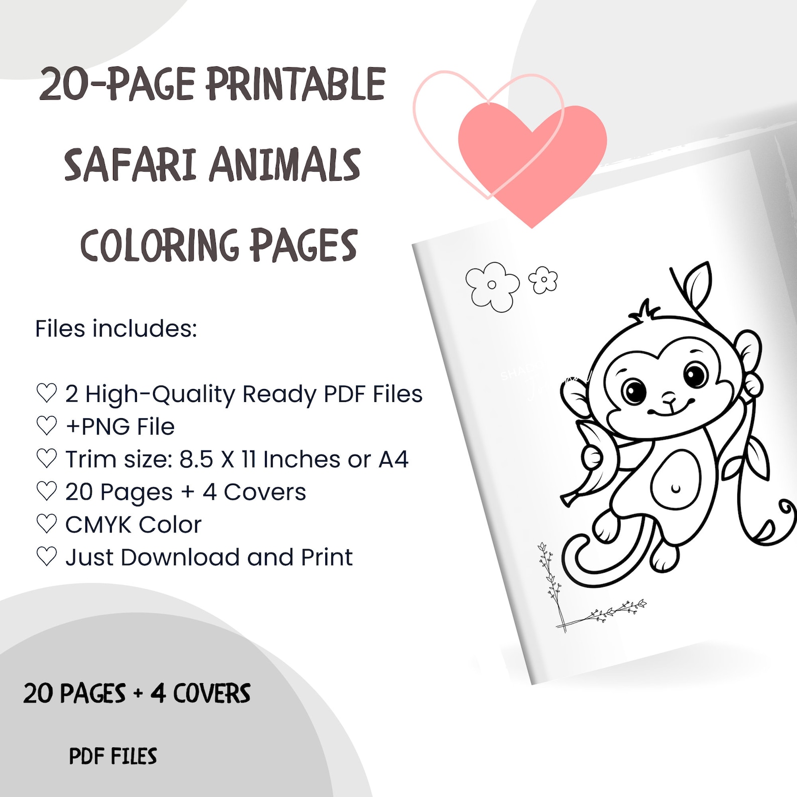 Coloring Pages for Kids, Printable Safari Animals, Coloring Book ...