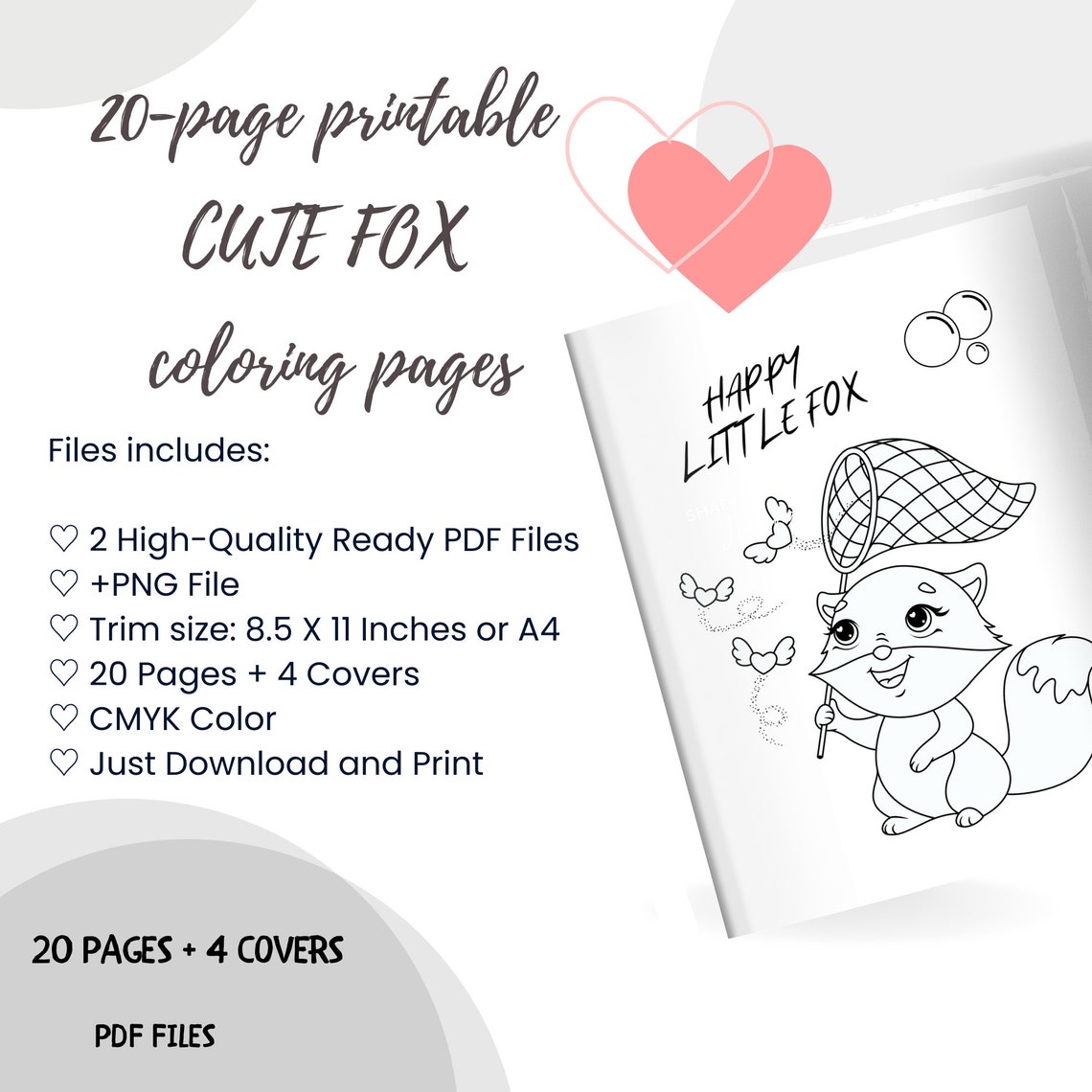 Coloring Pages for Kids, Little Fox Coloring Book, Animal Coloring ...