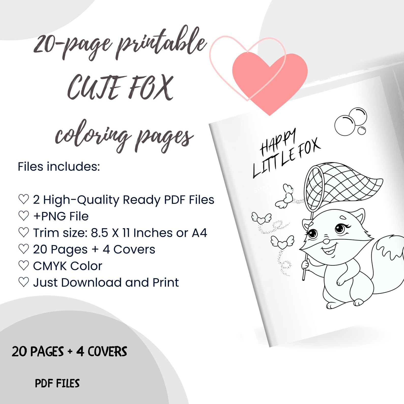 Coloring Pages for Kids, Little Fox Coloring Book, Animal Coloring ...
