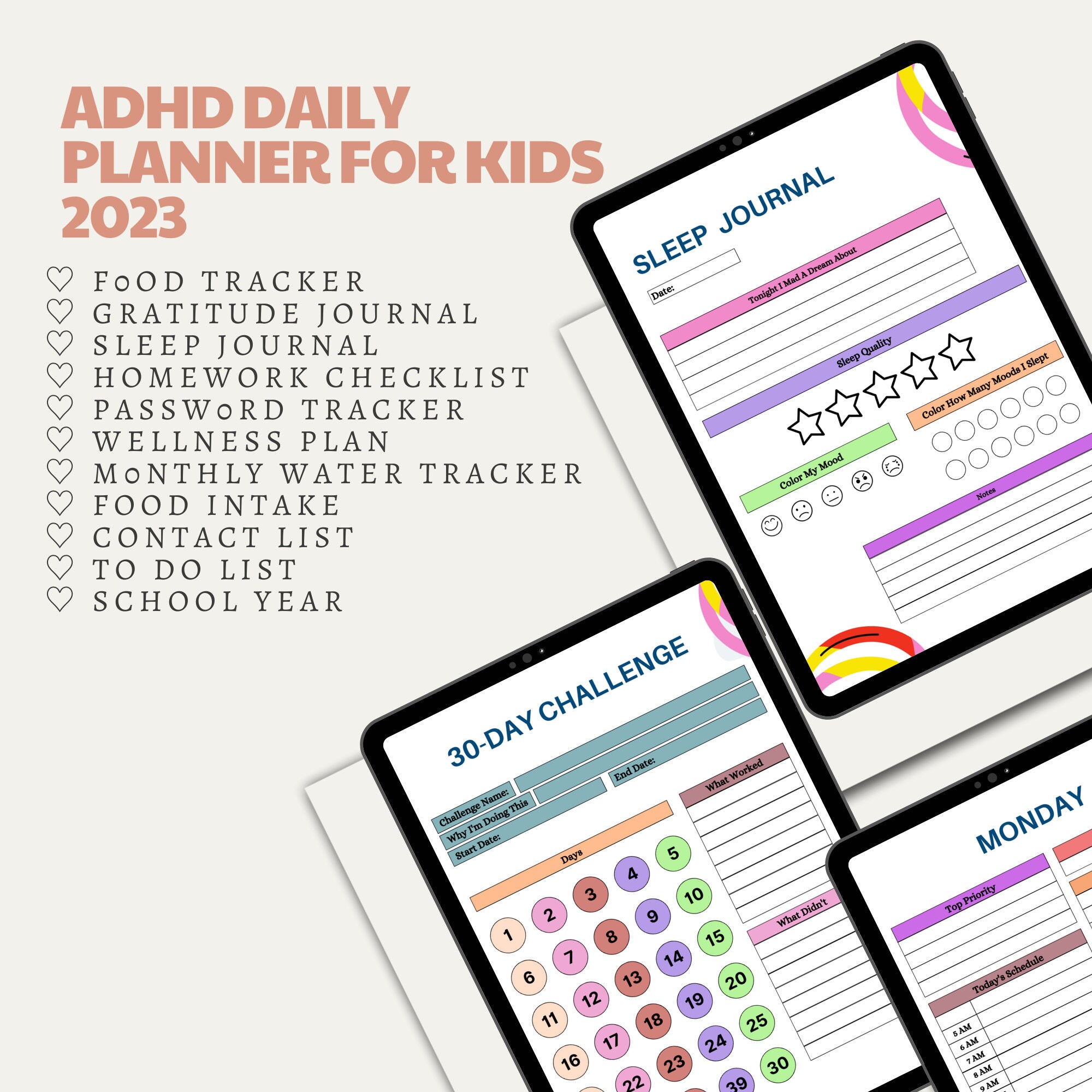 Printable ADHD Planner for Kids, ADHD Daily Planner 2024, School ...