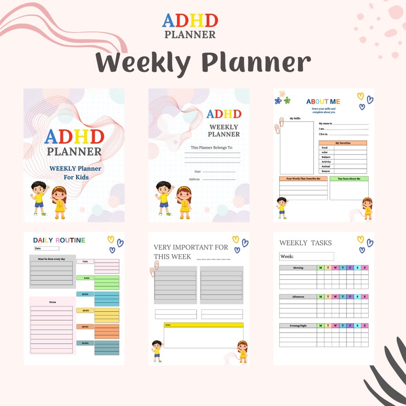 Printable Weekly Planner for Kids, ADHD Kids Weeklyplanner, Kids Weekly ...