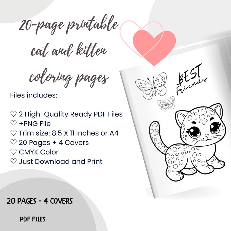 20 Adorable Cat Coloring Pages Kids Coloring Book, Animal Coloring ...