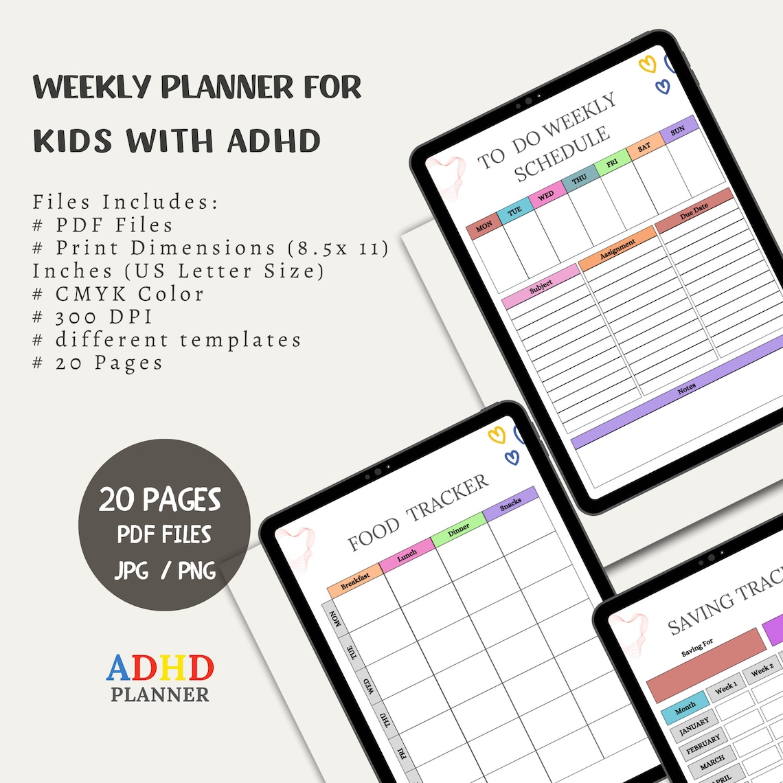 Printable Weekly Planner for Kids ADHD Kids Weeklyplanner - Etsy