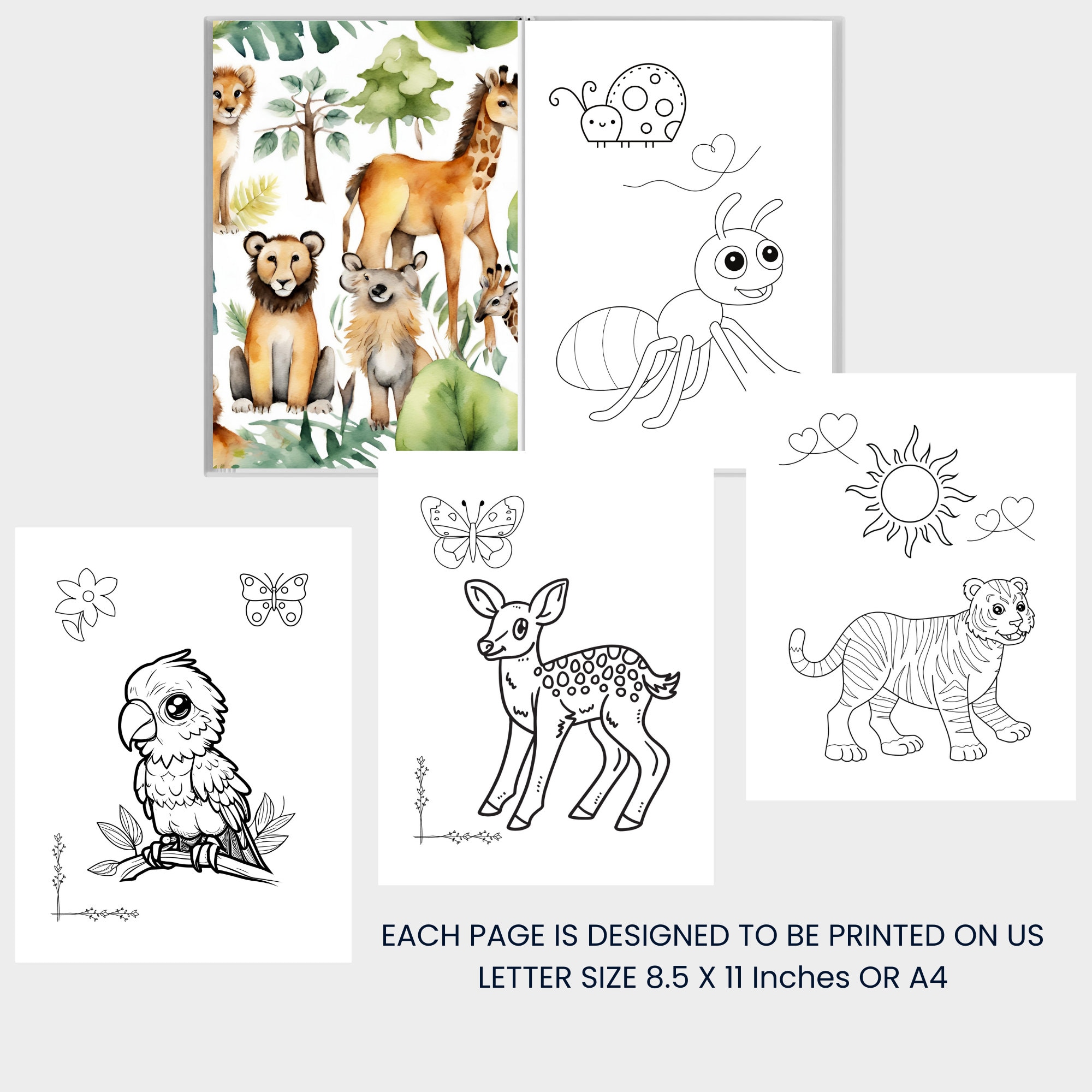 Coloring Pages for Kids, Printable Safari Animals, Coloring Book ...