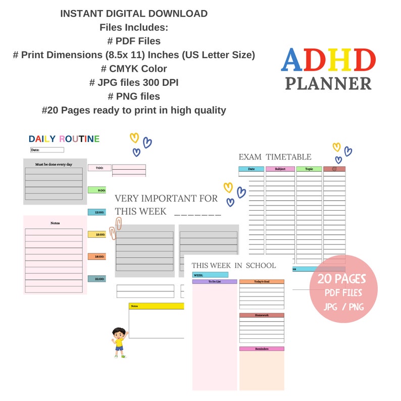 Printable Weekly Planner for Kids, ADHD Kids Weeklyplanner, Kids Weekly ...