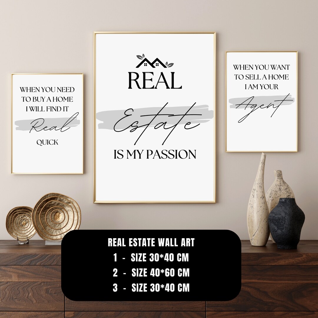 Real Estate Wall Art,3pc Set Printable Wall Art,real Estate Office ...