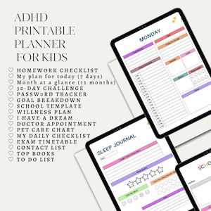 ADHD Planner for Kids, School Planner 2023, Kids Printable Planner ...
