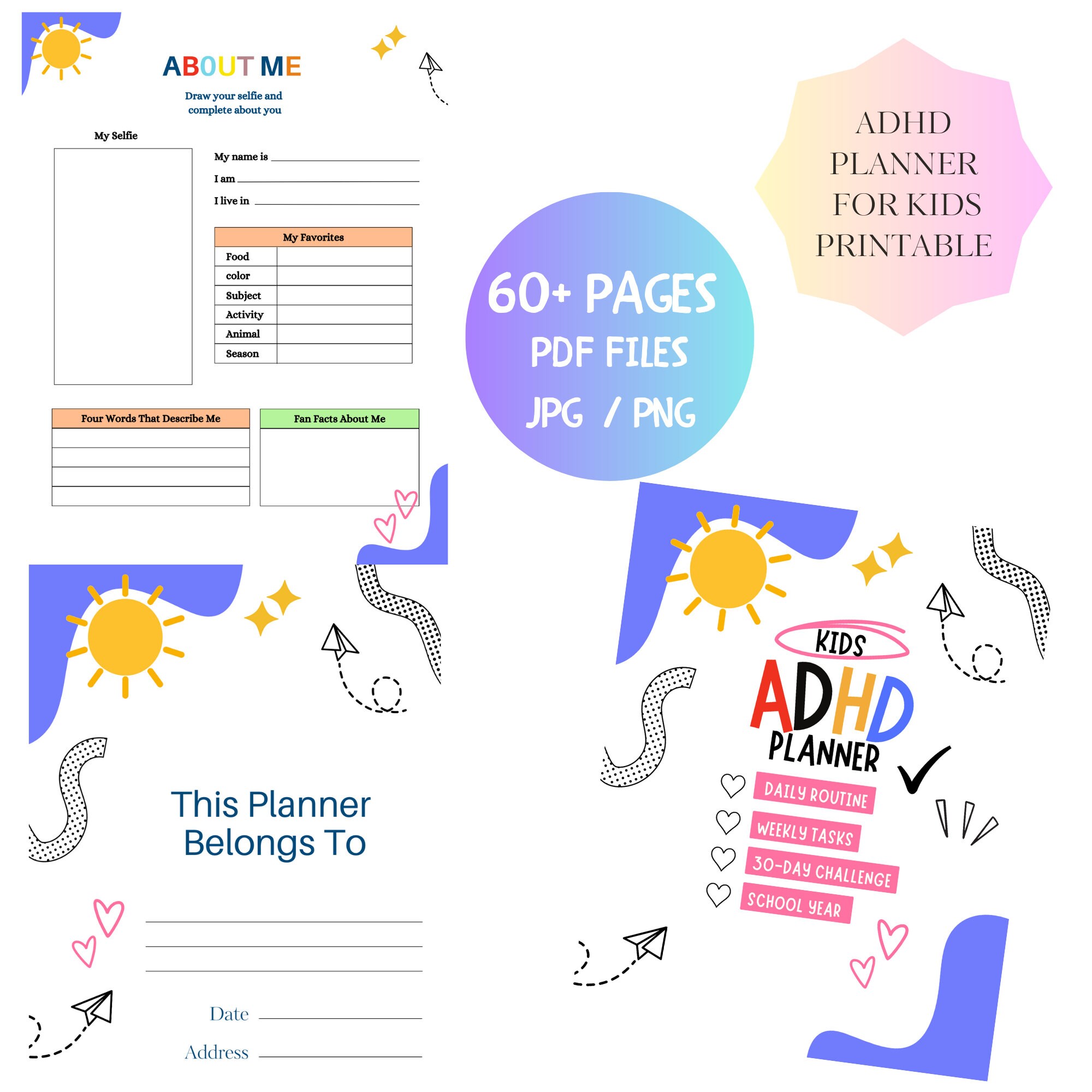 ADHD Planner for Kids, School Planner 2023, Kids Printable Planner ...