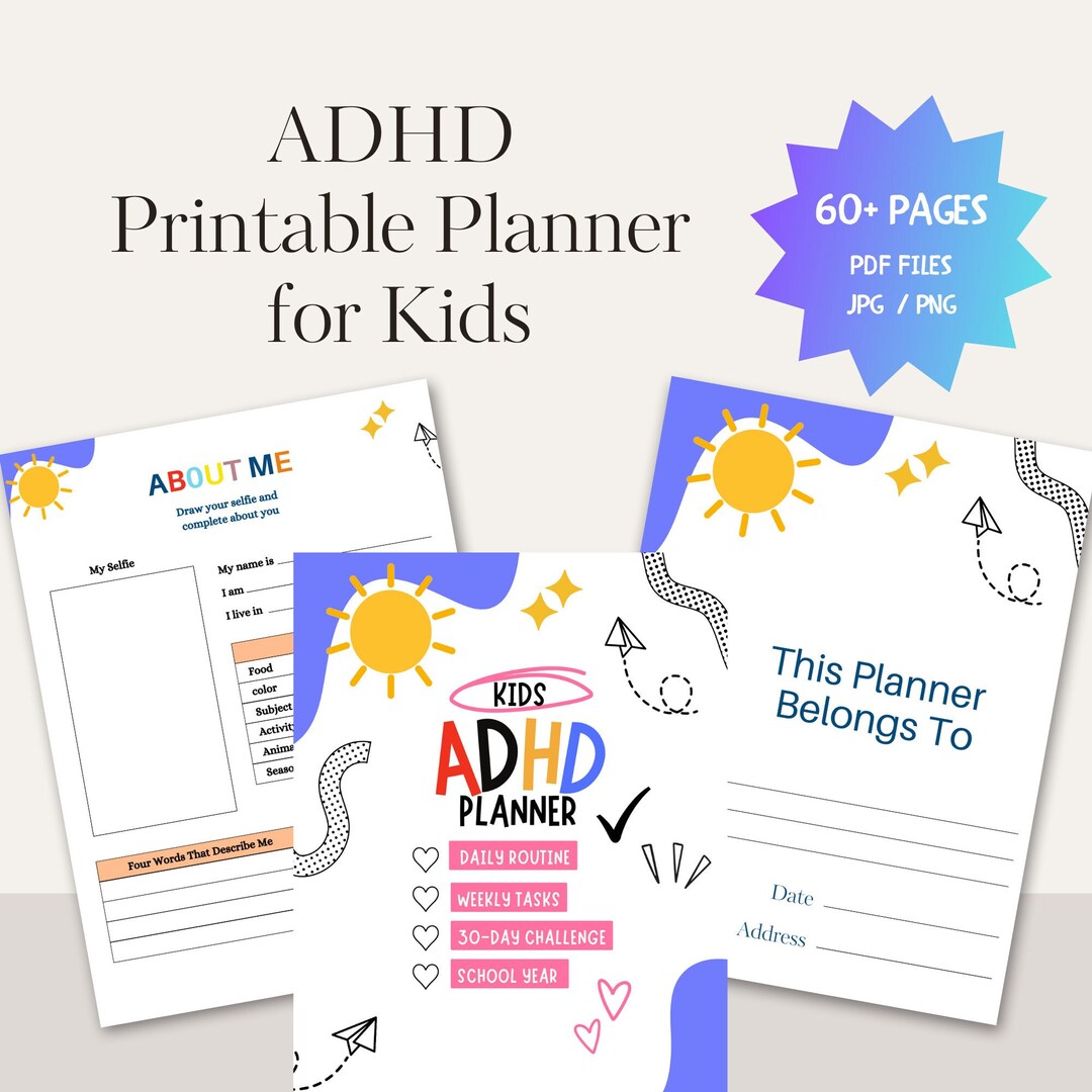 ADHD Planner for Kids, School Planner 2023, Kids Printable Planner ...