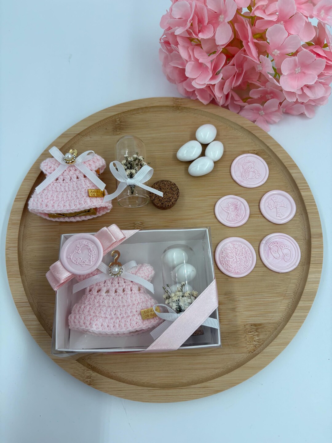 Baby Shower Favor Set, Crochet Dress Gift Box, Baptism Favor, Handmade ...