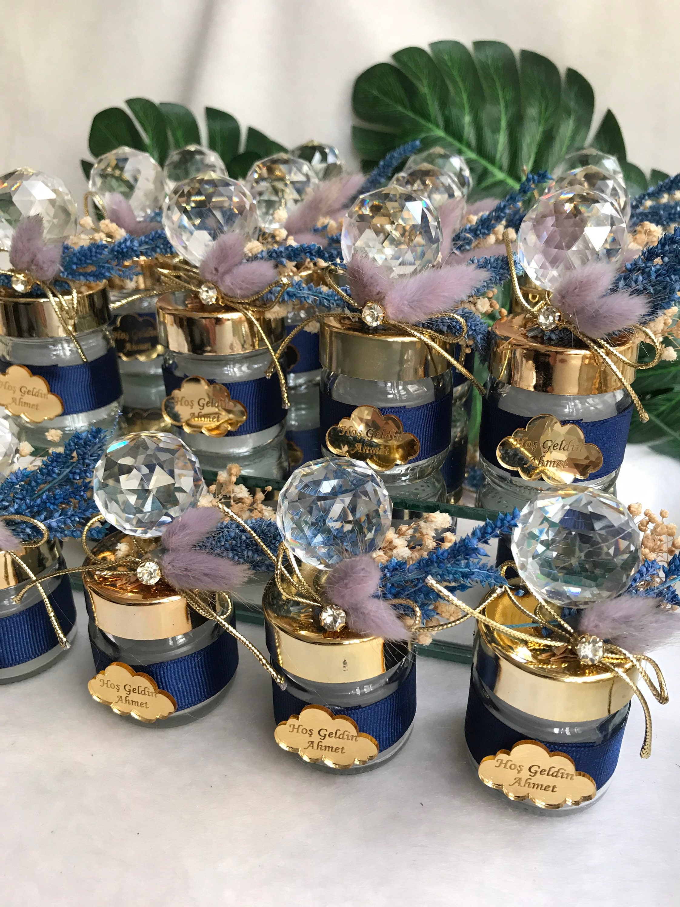 Crystal Candle Wedding Favor, Custom Tag & Flower - Etsy Canada
