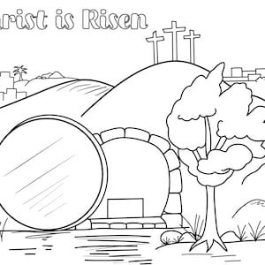 Christ is Risen Easter Coloring Page, Adult Coloring Page, Instant ...